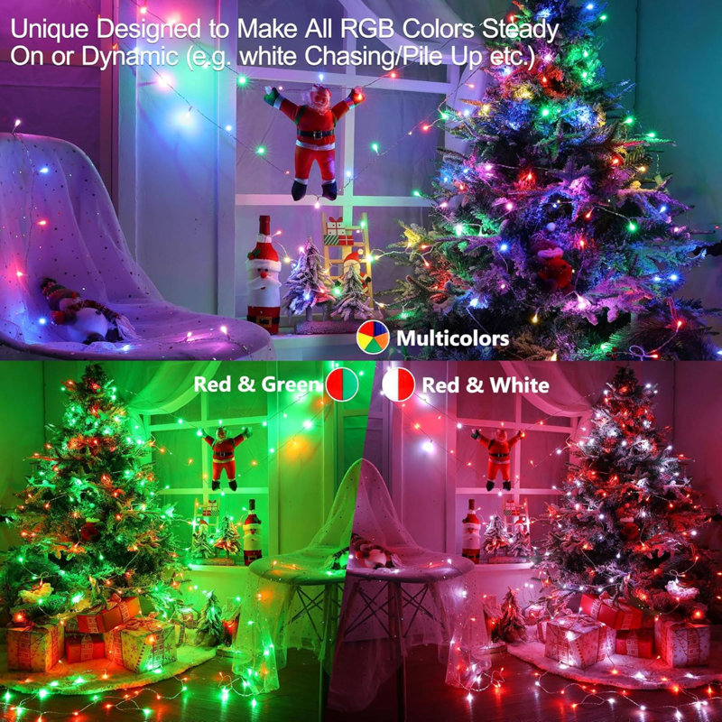 The Holiday Aisle RGB Christmas Lights 66Ft 200 LED Color Changing Christmas Light With Remote Dimmable Christmas Lights Outdoor Indoor Waterproof Halloween String Light Xmas Tree Lights For Christmas...